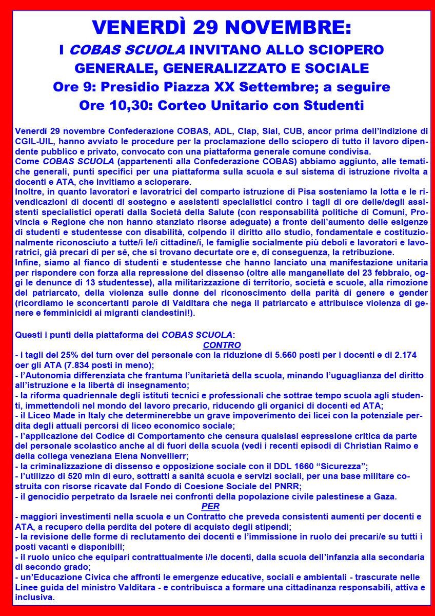 sciopero generale 29 novembre 2024 risultati delle manisfestazioni ...